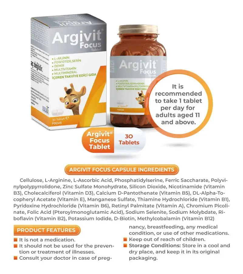 Argivit Focus Tablets - Boosts Energy, Immunity & Well-Being